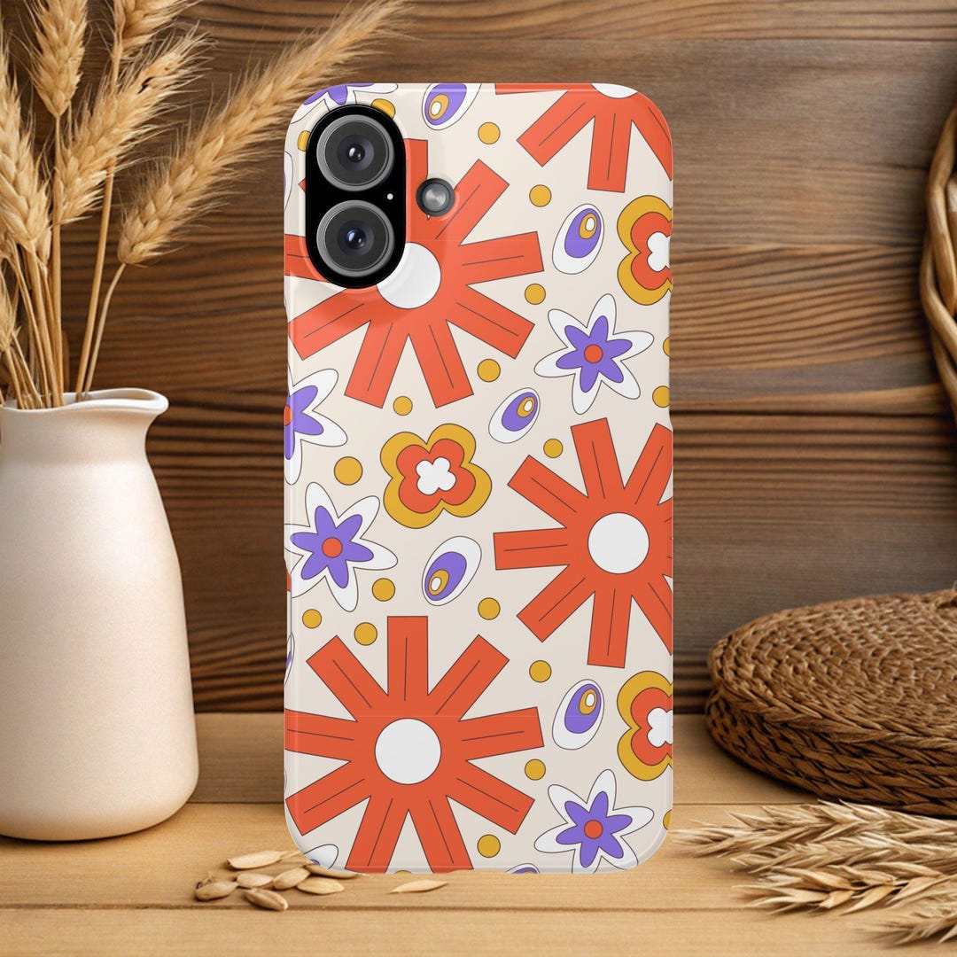 Groovy Retro 70s Flower Art Snap Phone Cases Sleek Slim Design ...