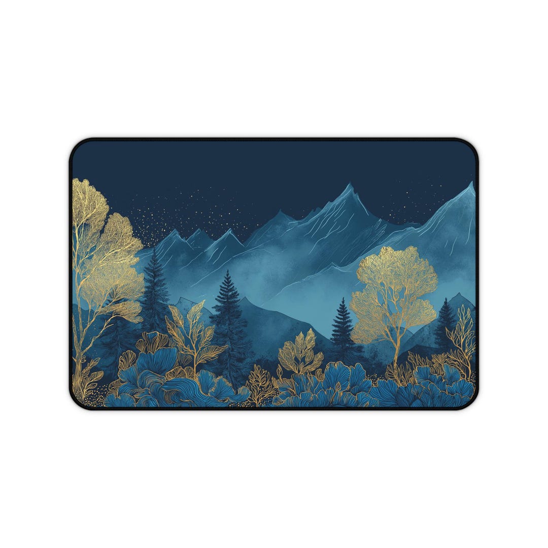 Blue Mountain Woodblock Desk Mat Scenic Mountain Gaming Mouse Pad ...