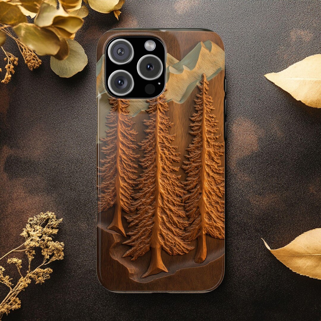 Wooden Tree 3D Look Outdoors Carving Snap Phone Cases Sleek Slim Design ...