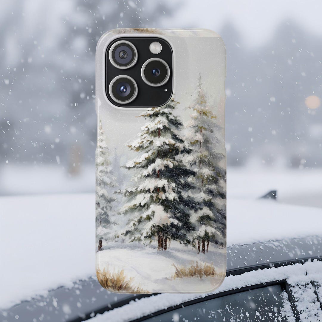 Winter Watercolor Christmas Pine Snap Phone Cases Sleek Slim Design ...