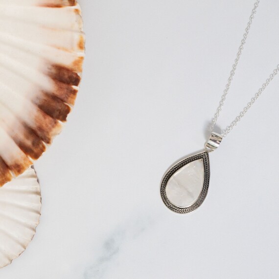 Silver shell necklace natural shell necklace shell pearl | Etsy