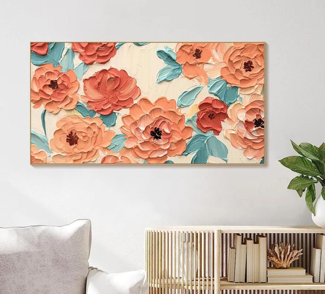 Original Warm Flower Painting on Canvas Hand-painted 3D Textured Wall ...