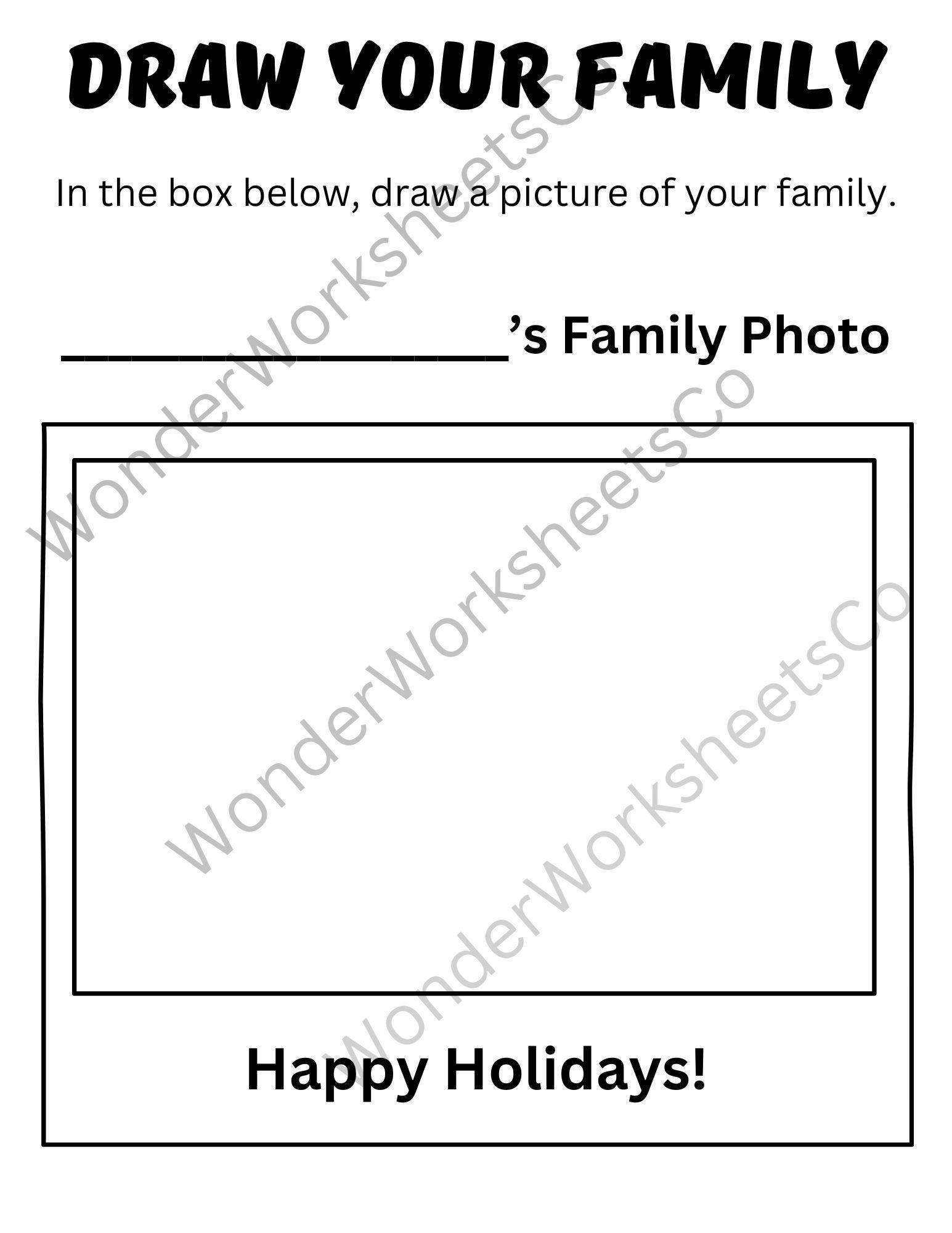 Family Drawing Worksheet / Hoja De Ejercicios Dibujo Familia - Etsy