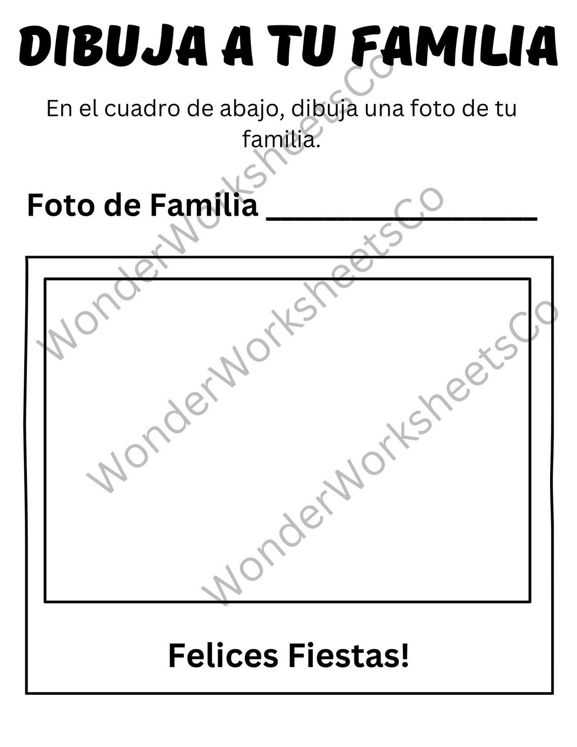 Family Drawing Worksheet / Hoja De Ejercicios Dibujo Familia - Etsy