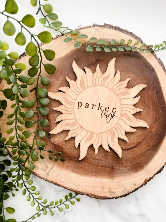 Wooden Sun Baby Name Sign Hospital Name Sign for Birth - Etsy