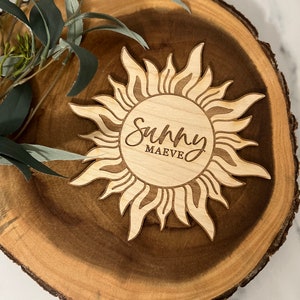 Wooden Sun Baby Name Sign, Hospital Name Sign for Birth Announcement ...