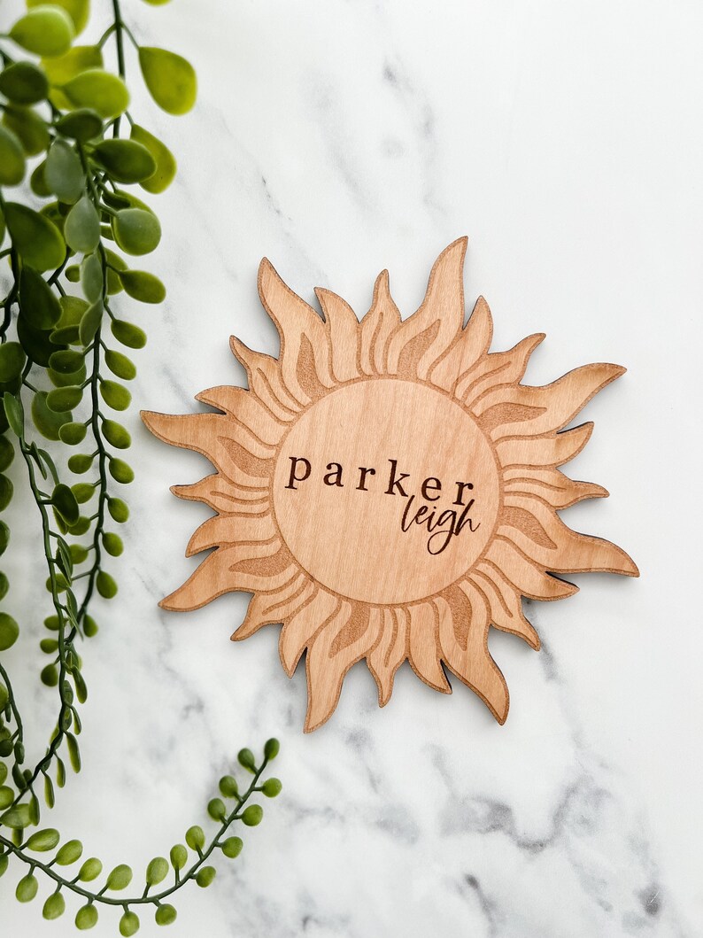 Wooden Sun Baby Name Sign Hospital Name Sign for Birth - Etsy