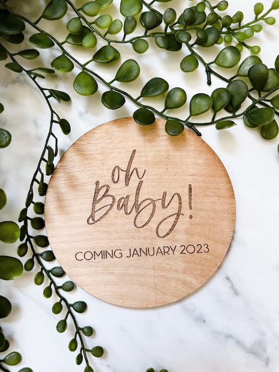 Wooden Pregnancy Announcement Sign Due Date Reveal Birth - Etsy