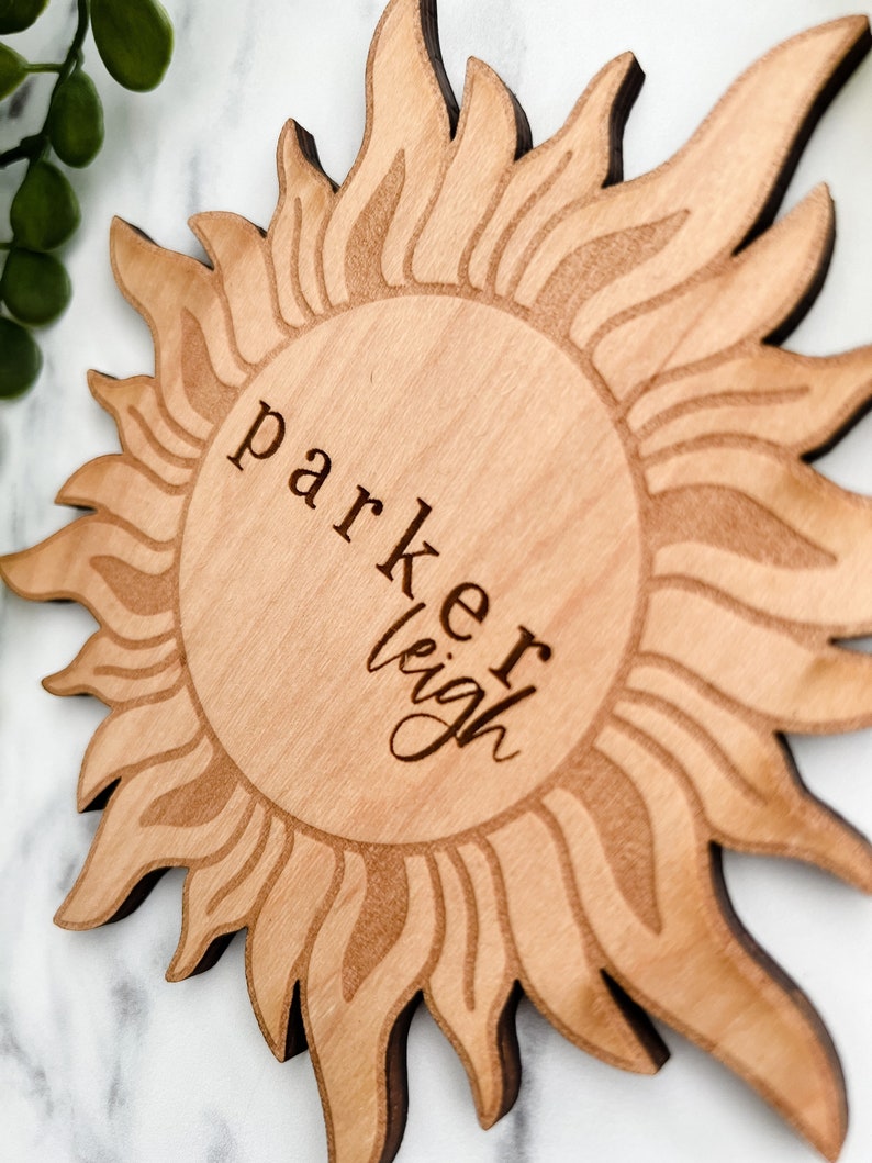 Wooden Sun Baby Name Sign Hospital Name Sign for Birth - Etsy