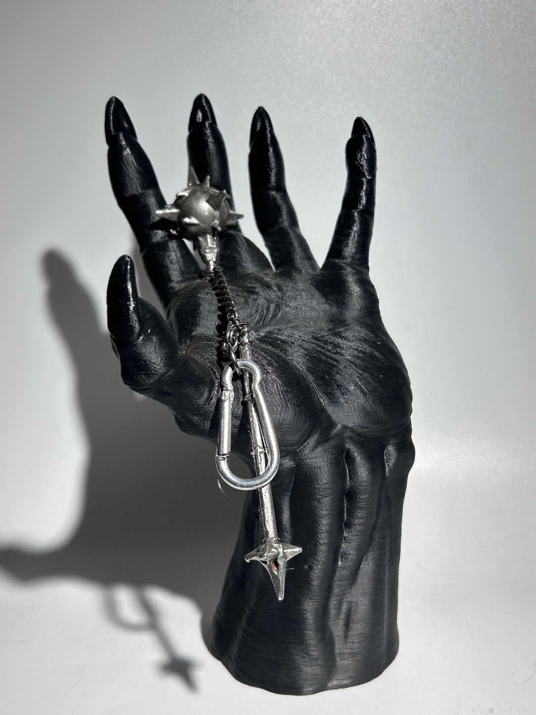 Pewter Flail Carabiner Keychain - Etsy