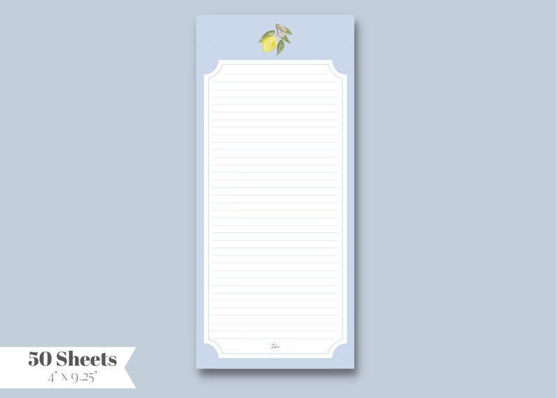 Blue Lemons Notepad Grocery List Notepad To-do List Gift - Etsy