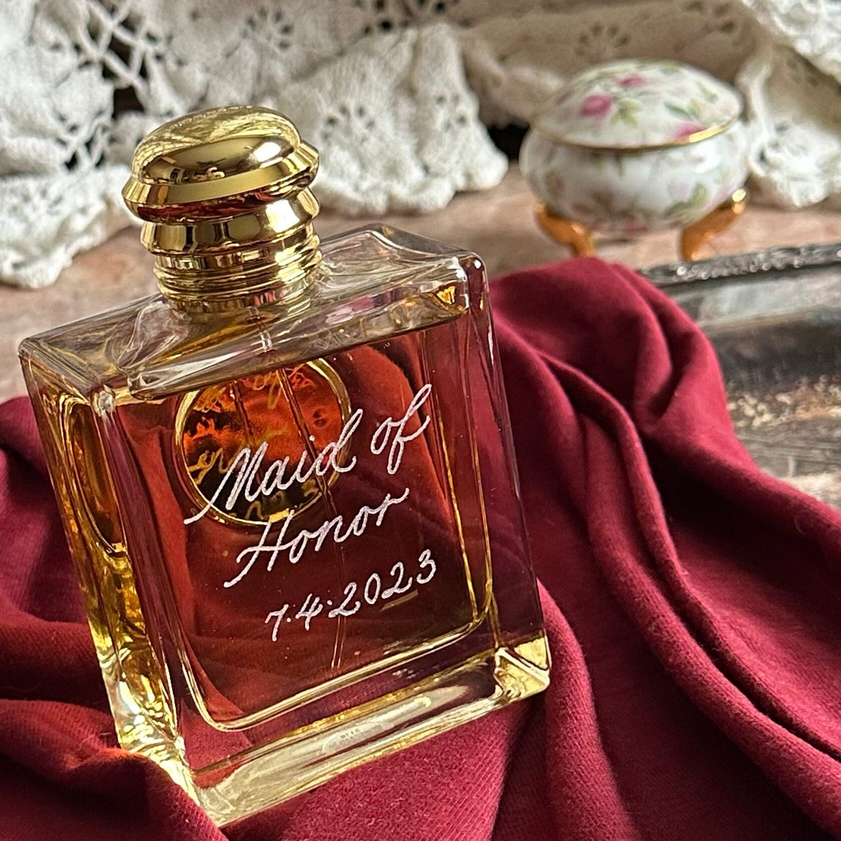 Custom Hand Engraved Perfume Bottle. Personalized Gift for Wedding ...