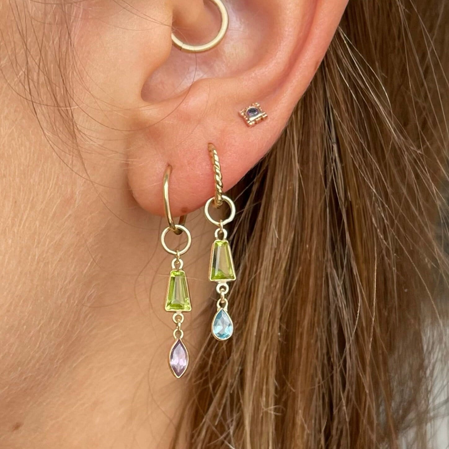 Single Solid 14k Gold Hoop Charm - Etsy