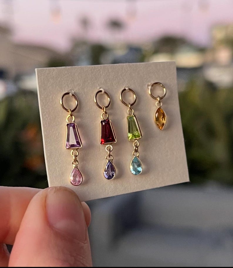 Single Solid 14k Gold Hoop Charm - Etsy