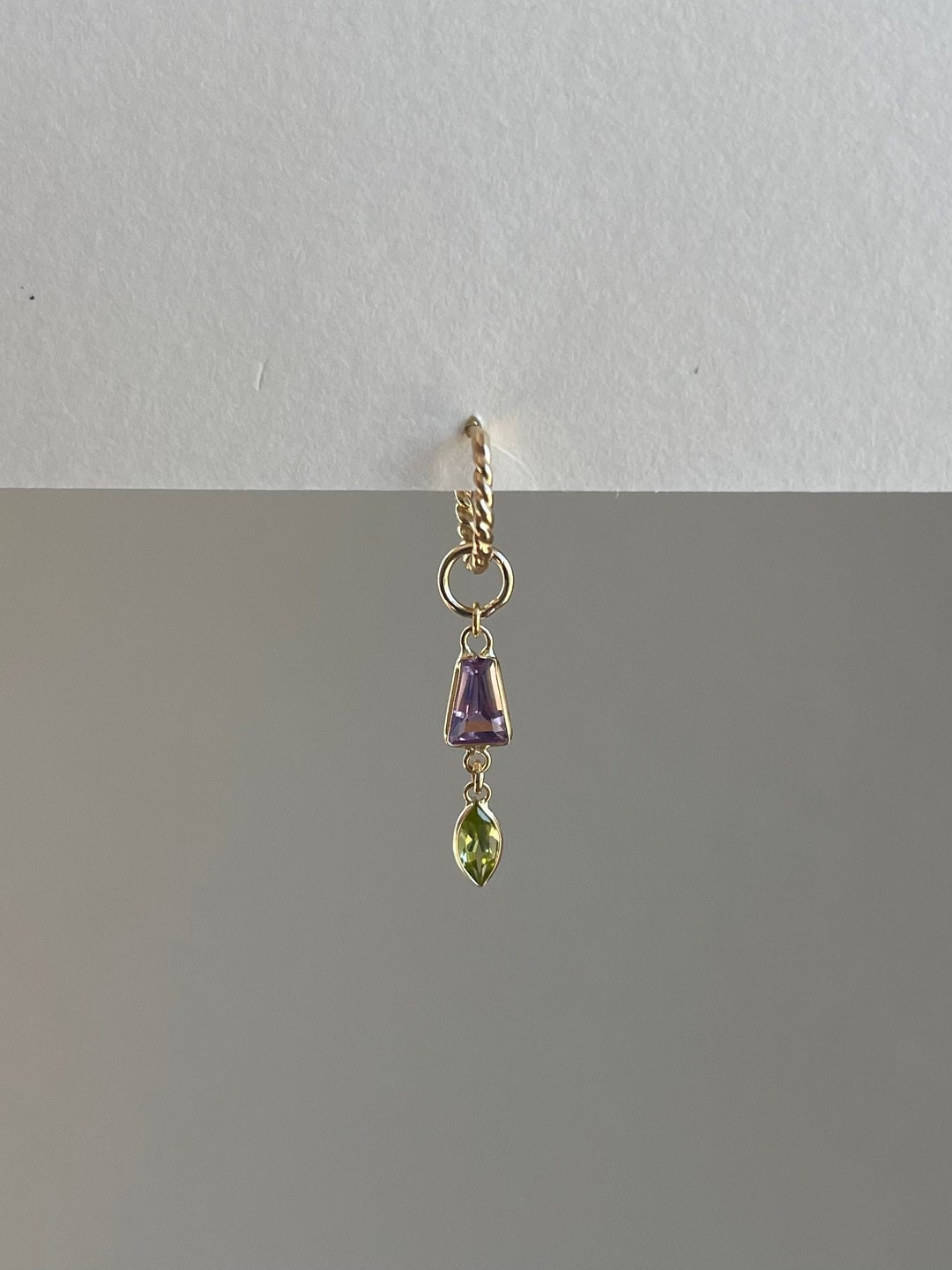 Single Solid 14k Gold Hoop Charm - Etsy