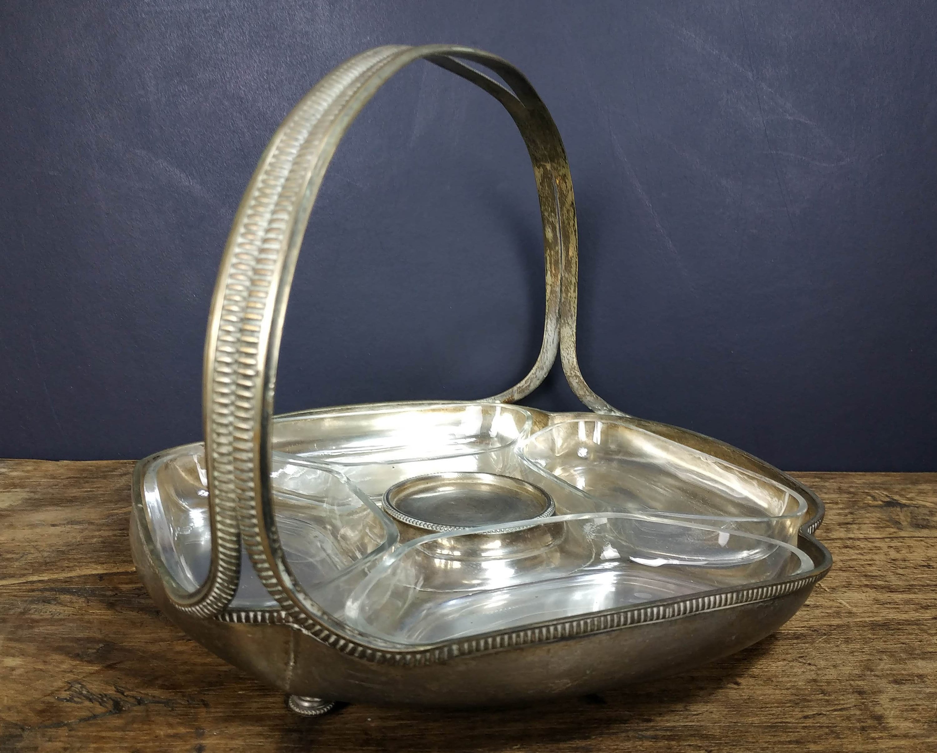 Bandeja Vintage, bandeja de metal plateada art deco francés grande ...