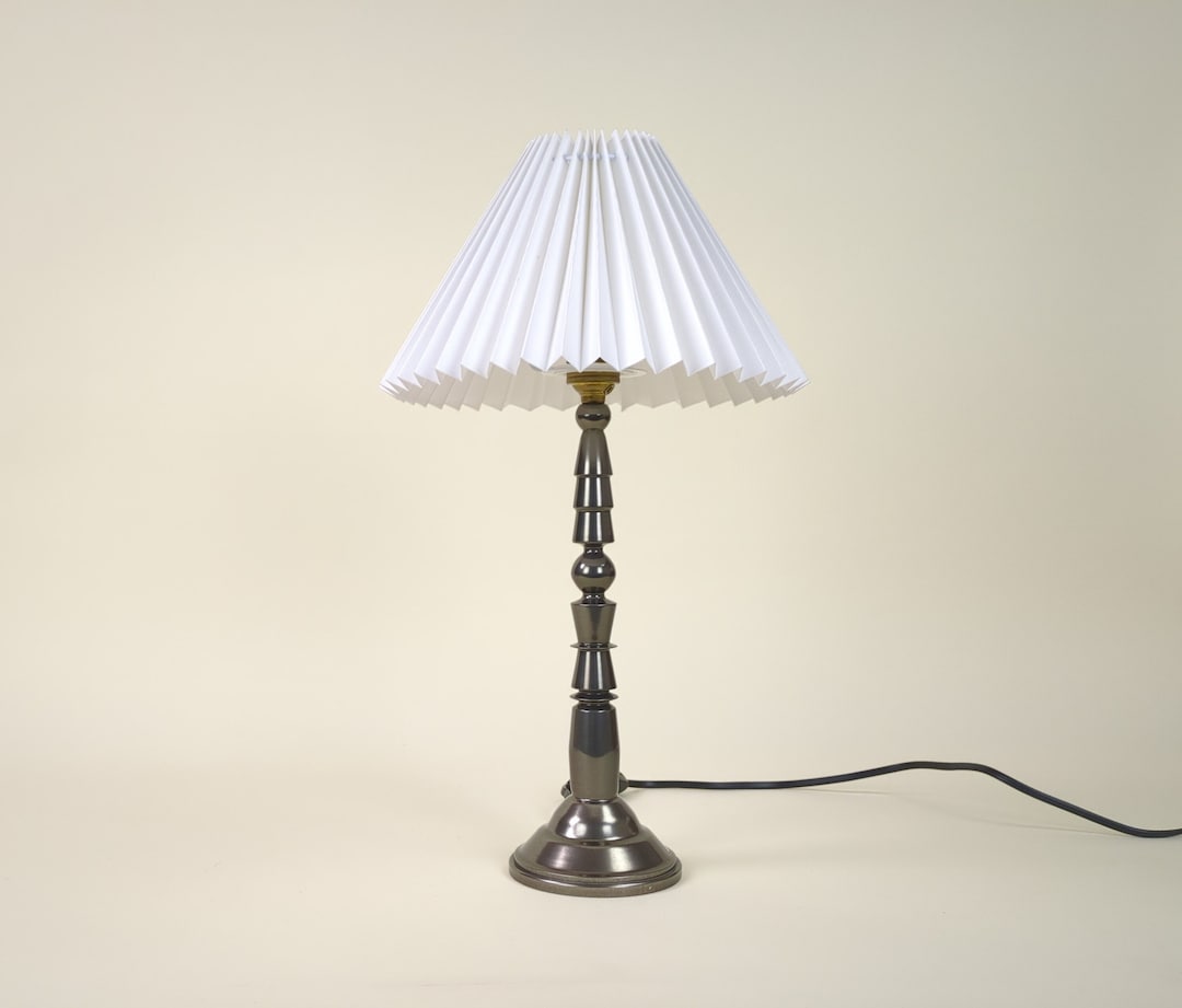 Vintage Brushed Metal 1980s French Modernist Totem Table Lamp, Original ...