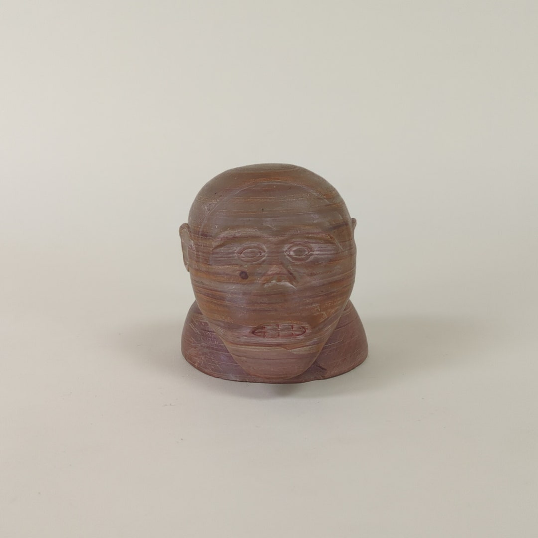 African Primitive Hand Crafted Stone Monkey Head Statue, Folk Art Paper ...