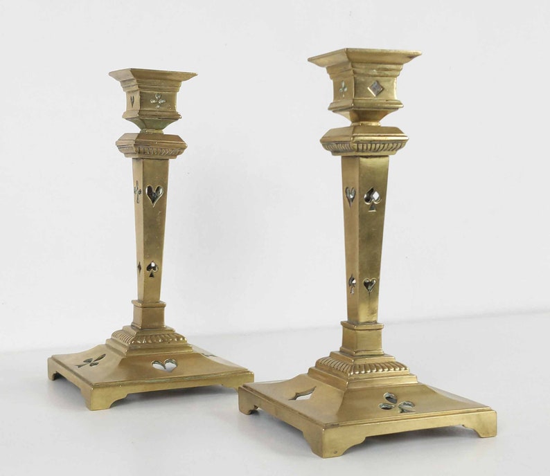 Pair of Bronze Candlesticks Original French Deck of Cards | Etsy