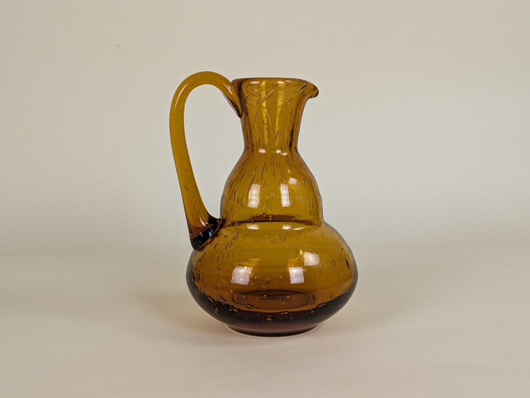 Vintage French Hand Blown Air Bubble Water Jug, Mid Century Biot Style ...