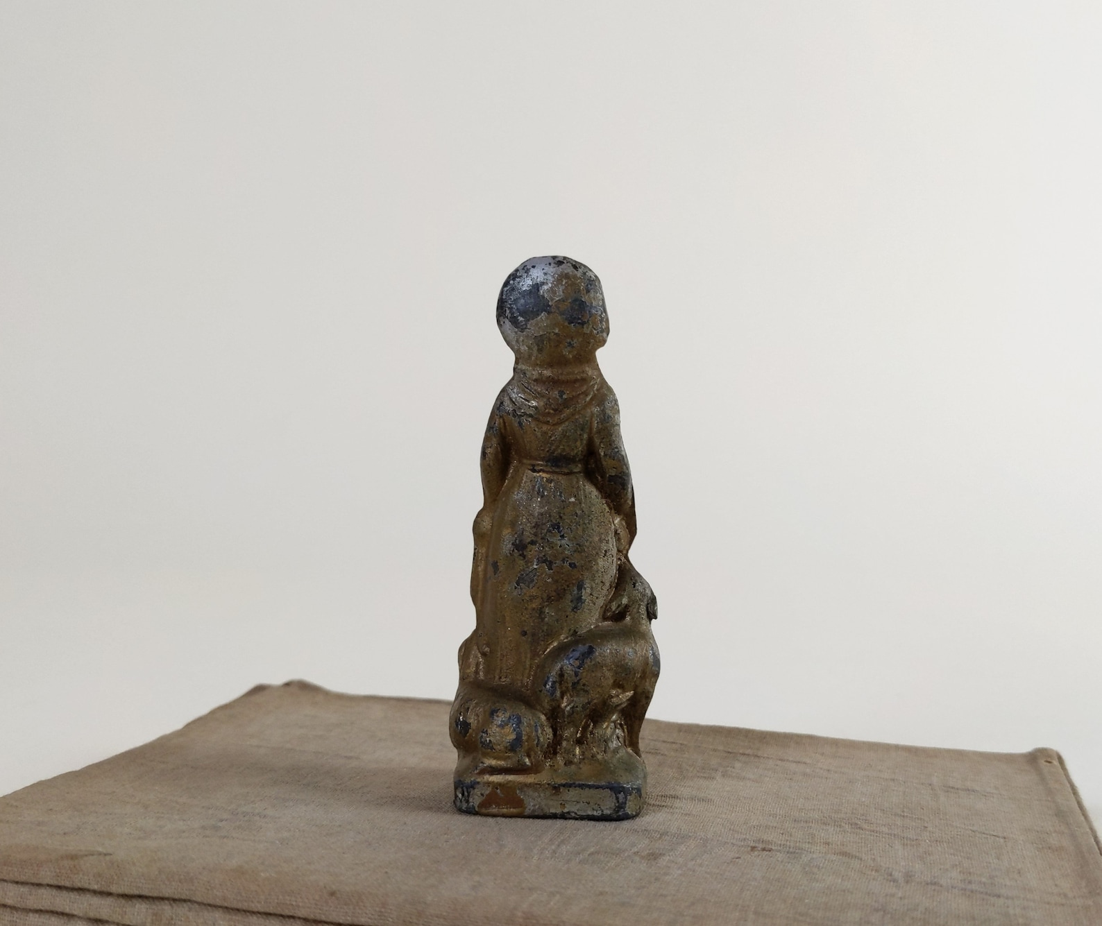 French Antique Religious Christian Miniature Travelling Statue of Saint ...