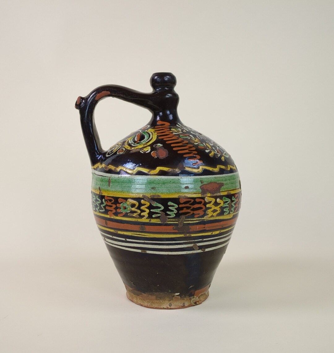 Antique Glazed Terracotta Earthenware Storage Pot From Hungary Dated ...