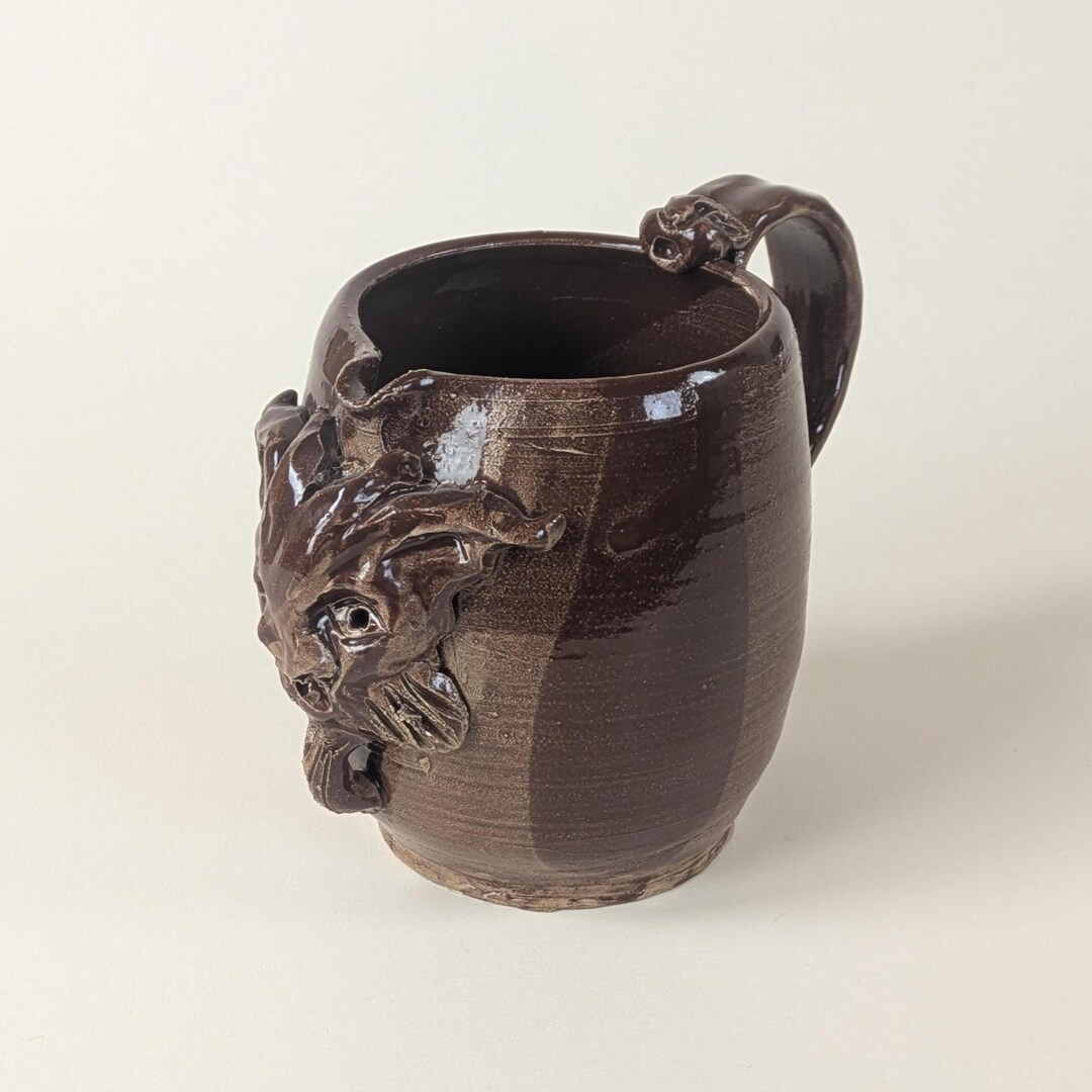 Vintage French Pottery Grotesque Devil Face Jug Signed Studio Art ...