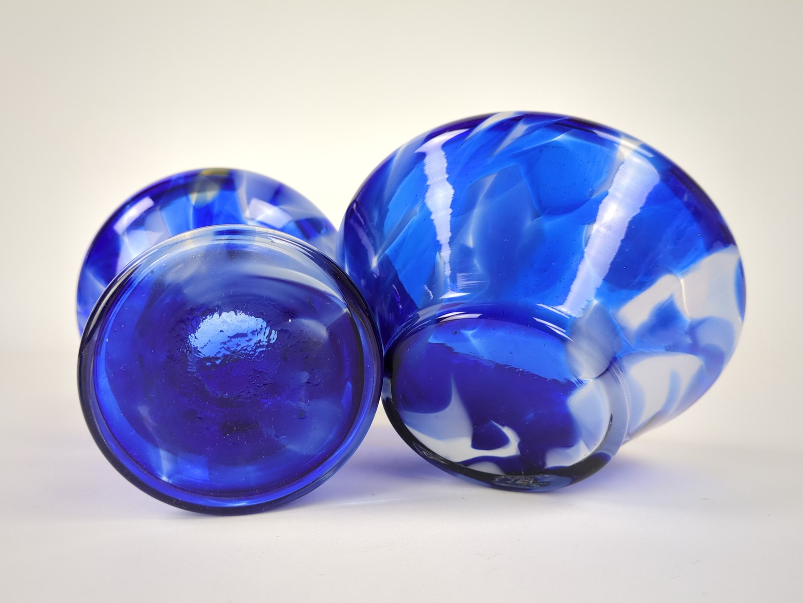 Vintage Murano Italy Blue Crystal Glass Lidded Jars - Etsy
