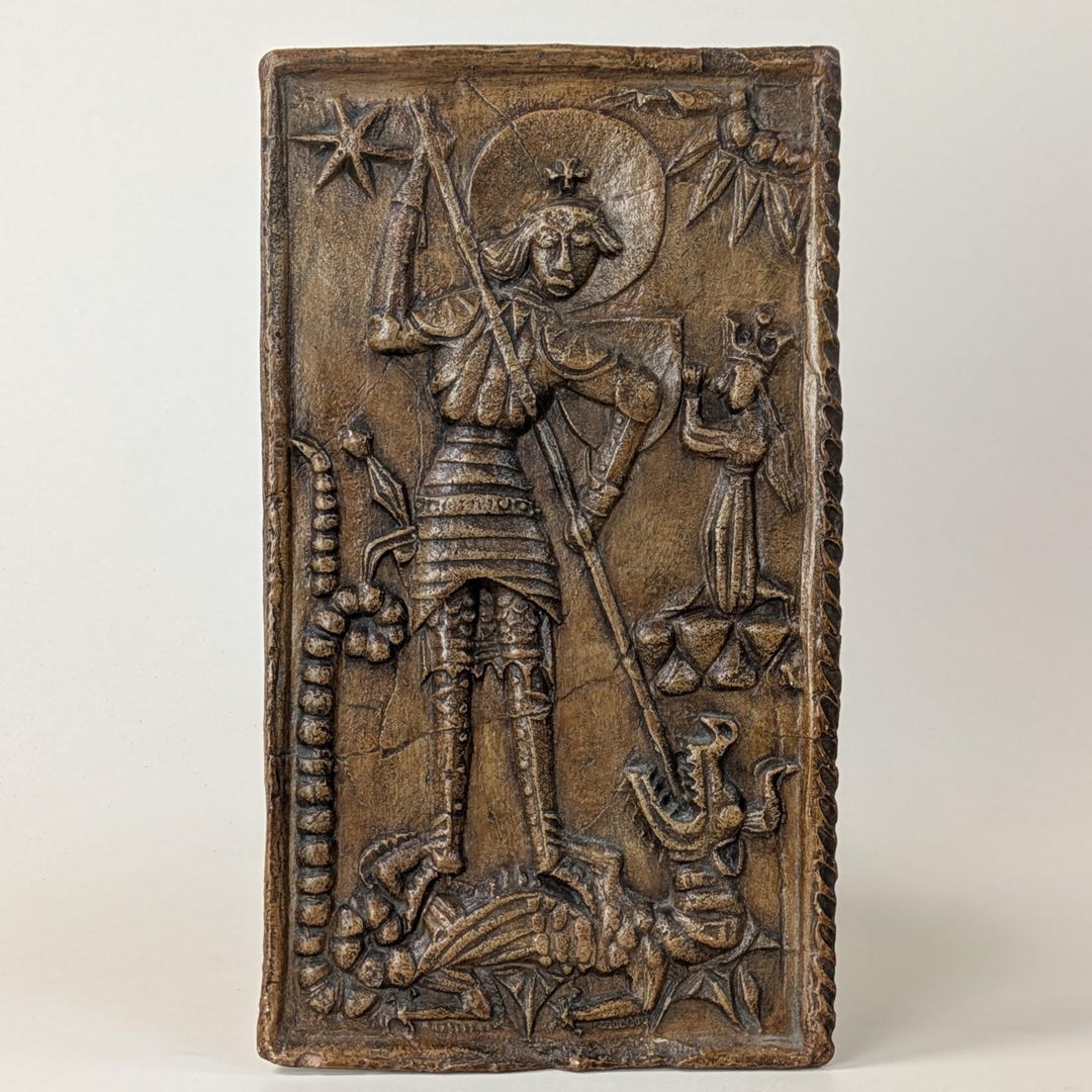 Vintage French Medieval Knight Plaque Saint George Dragon Slayer ...