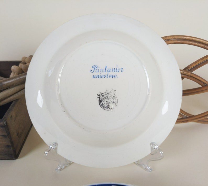 4 French Ironstone Pottery Bowls With Blue Transferware Art Deco ...