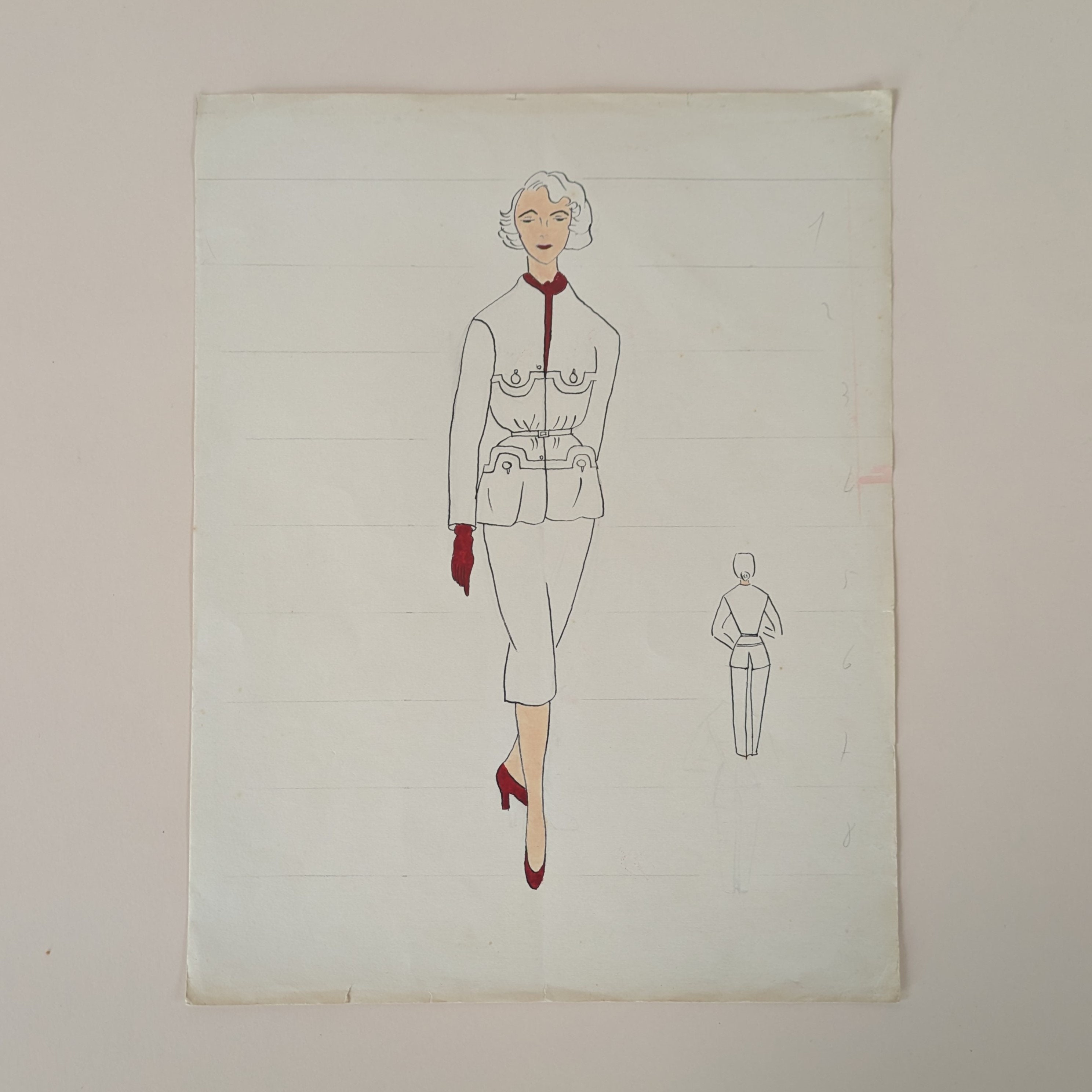 Vintage French Fashion Sketches, 1950s Paris Mode Drawings, Original ...
