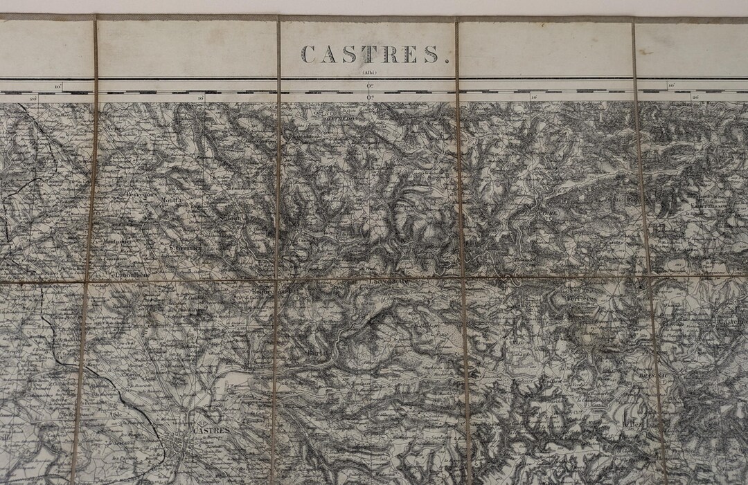 Antique French Map, 19th Century Military Map of Castres and ...