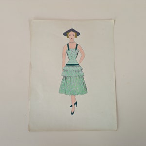 Vintage French Fashion Sketches, 1950s Paris Mode Drawings, Original ...