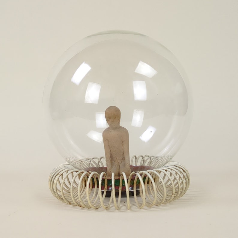 French 1950s Blown Glass Boule Display, Decorative Glass Art Display ...