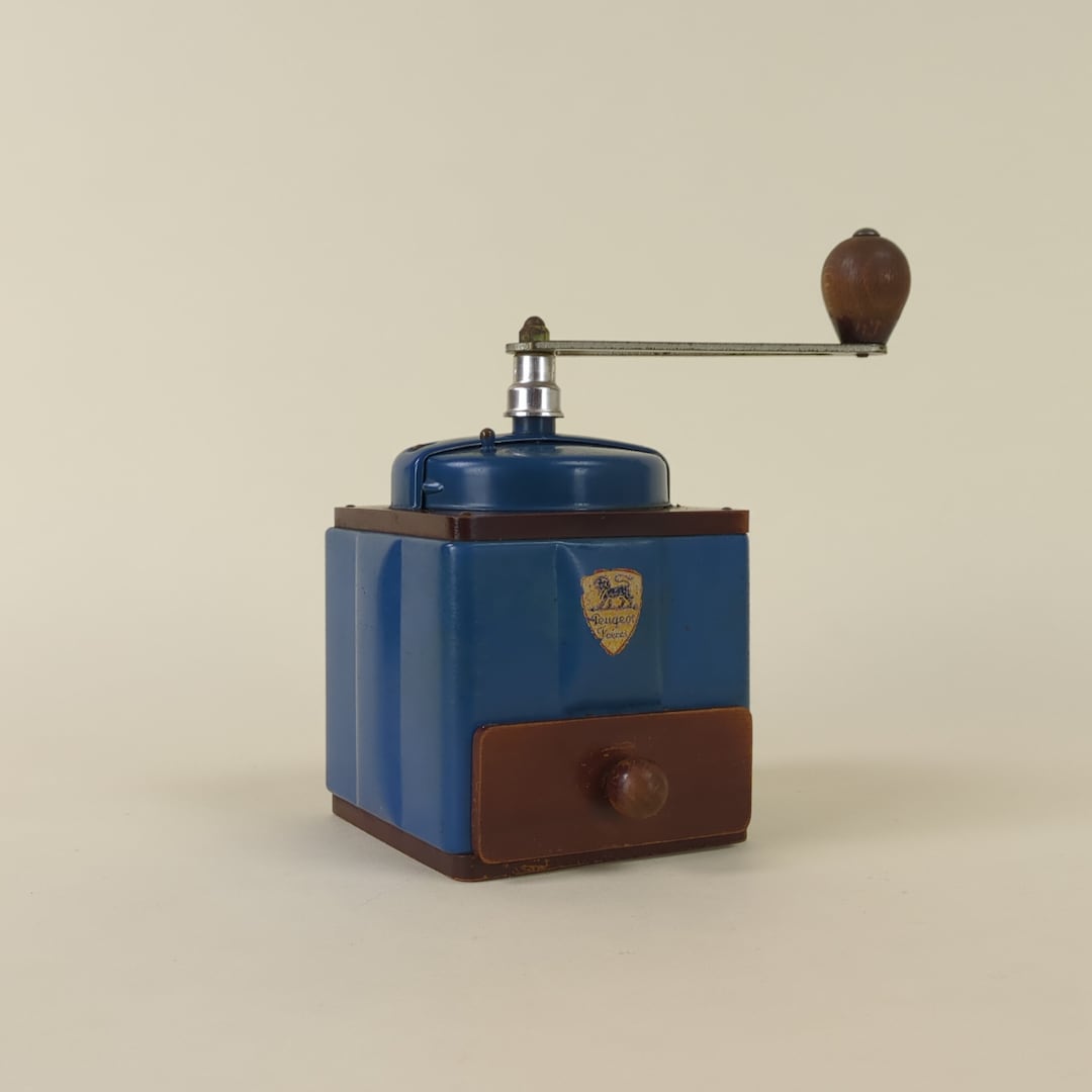 French Vintage Peugeot Freres Blue Coffee Grinder, Rustic Kitchen Decor ...