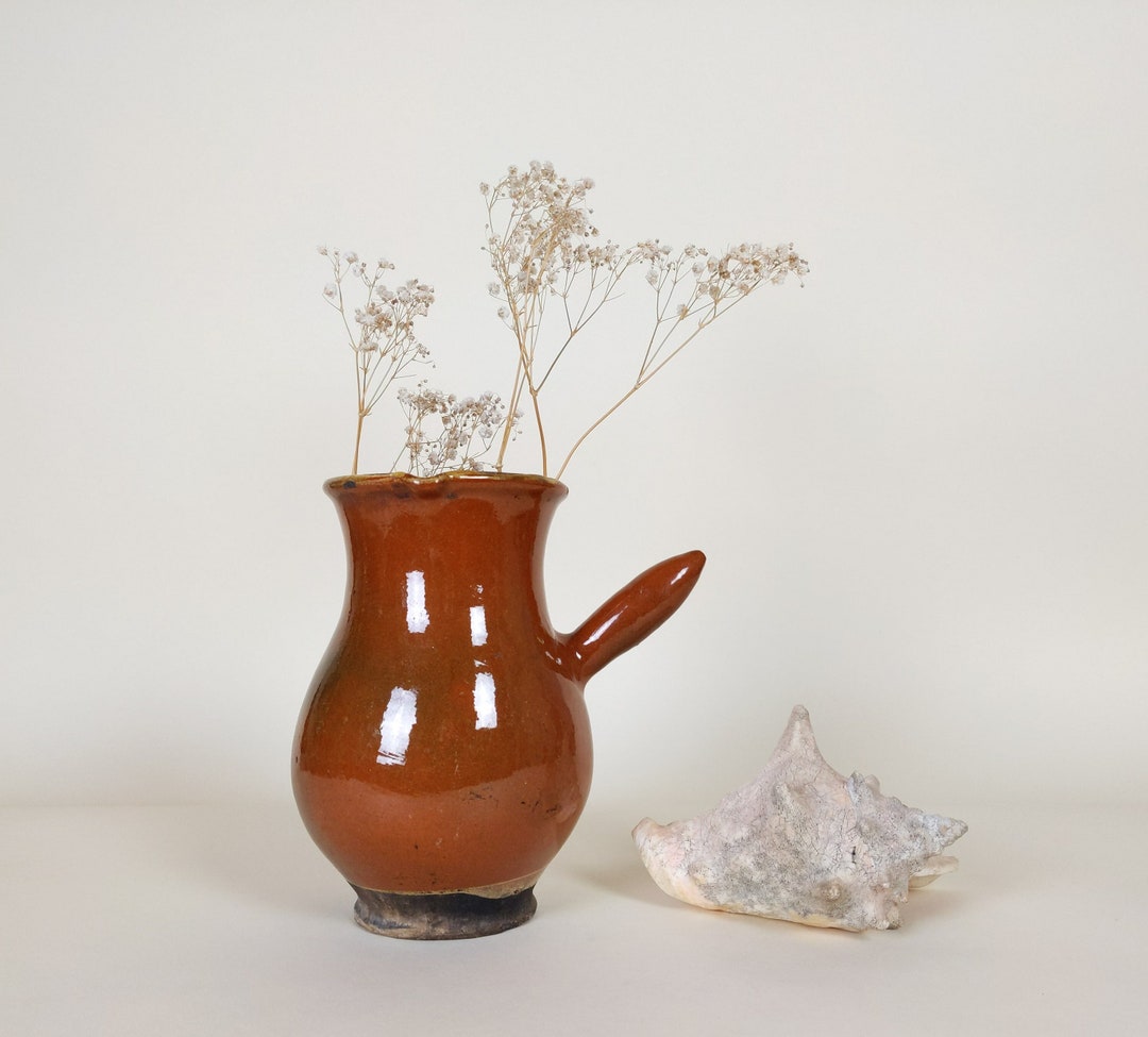 French Antique Rustic Glazed Terracotta Earthenware Redware Toupin ...