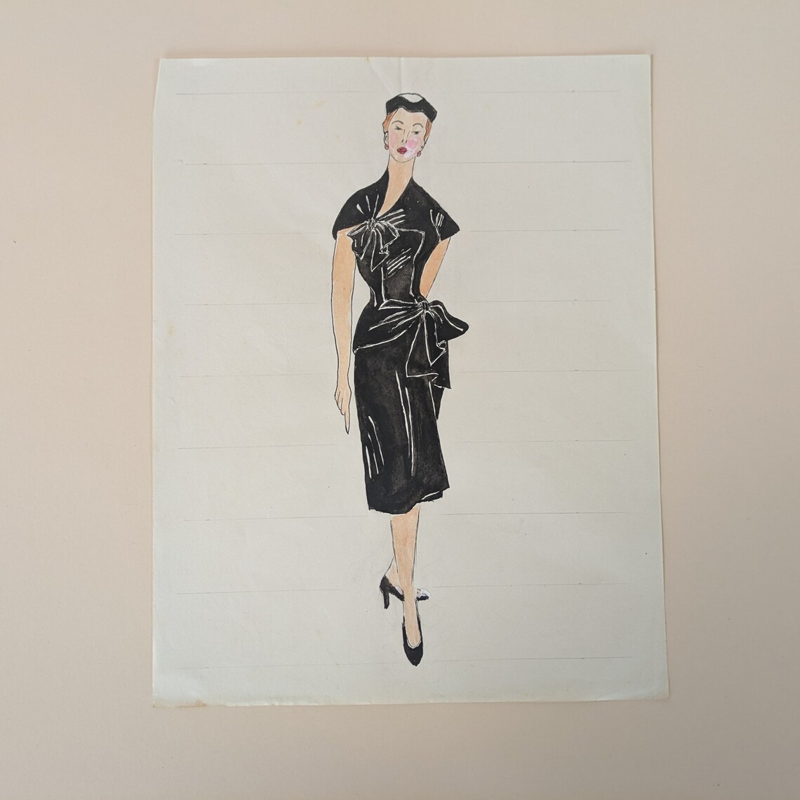 Vintage French Fashion Sketches, 1950s Paris Mode Drawings, Original ...