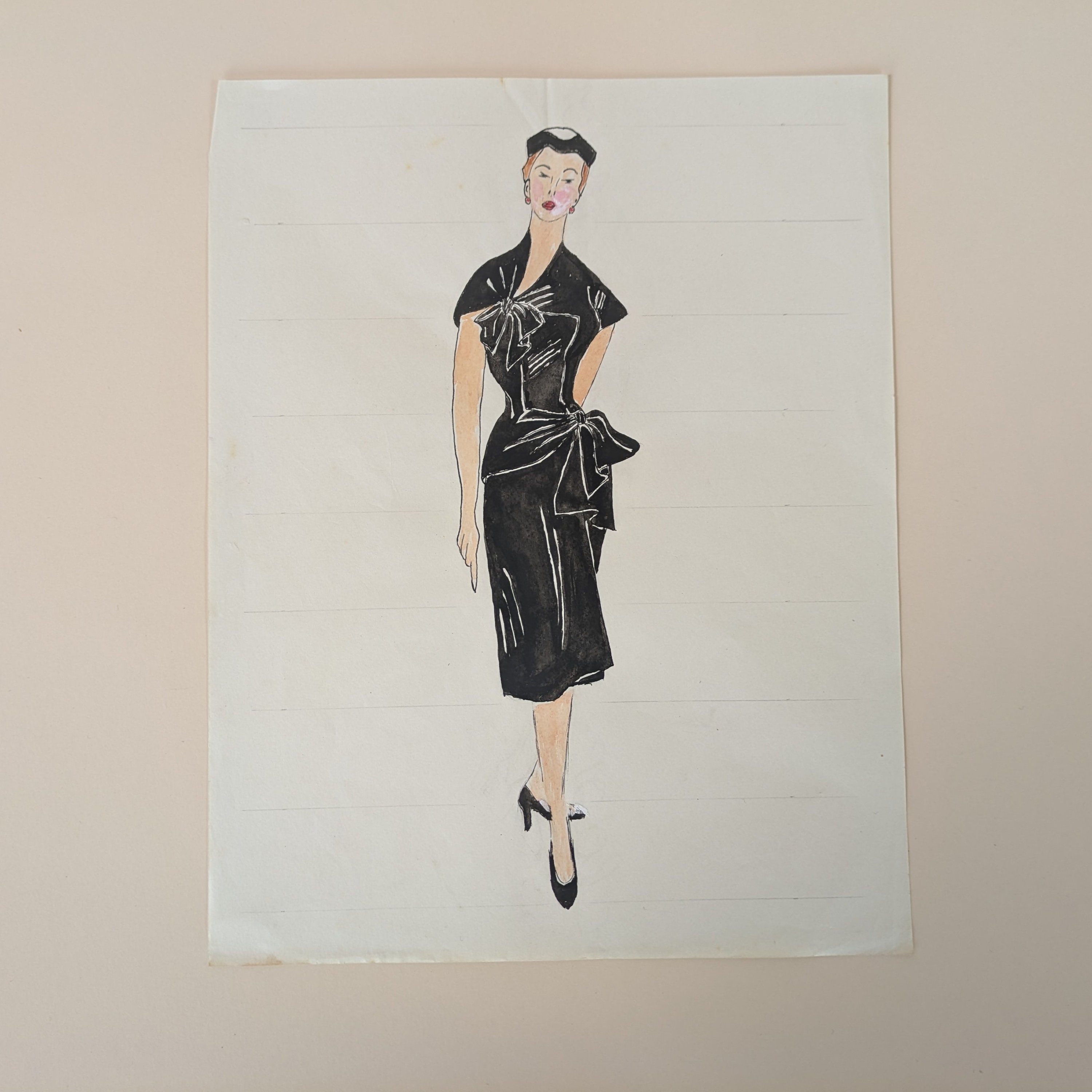Vintage French Fashion Sketches, 1950s Paris Mode Drawings, Original ...