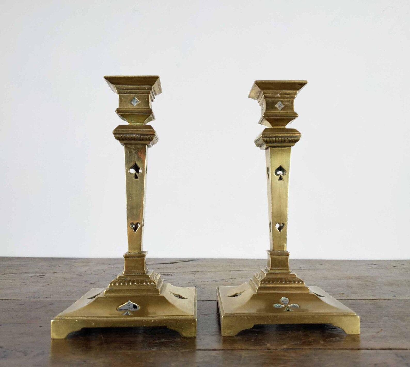 Pair Of Bronze Candlesticks Original French Deck Of Cards | Etsy