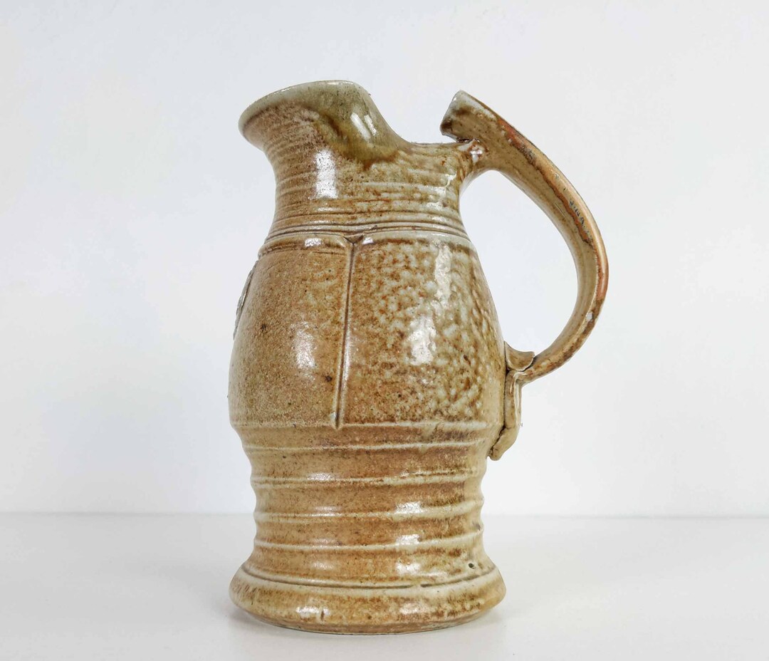 Signed Stoneware Pottery Jug, Vintage Country House Ceramic Pitcher ...