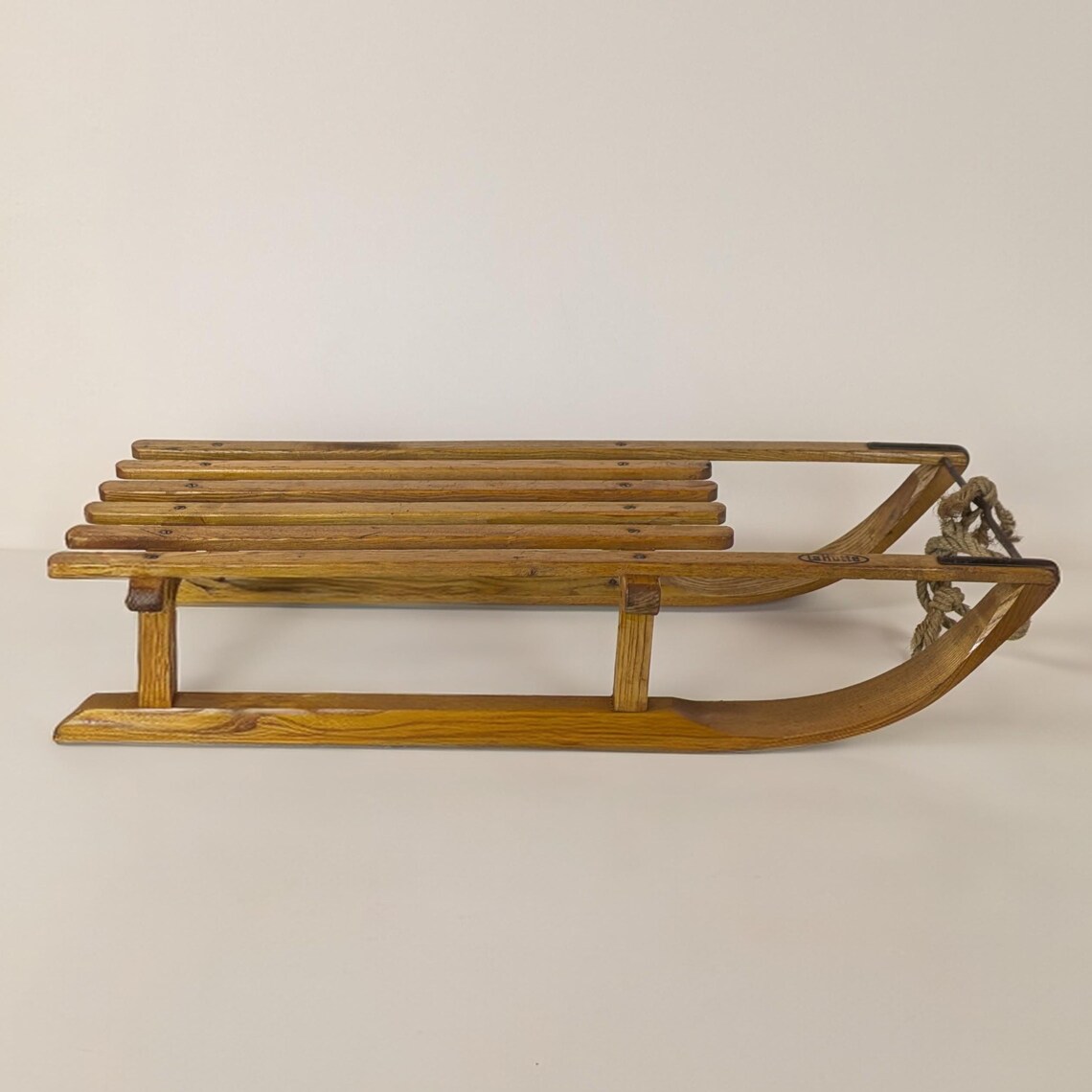 Vintage French Wooden Toboggan Sled Sleigh, Classic Winter Fun, Cabin ...