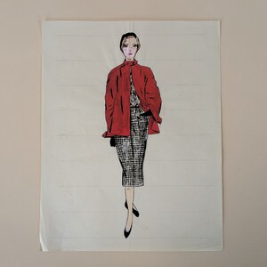 Vintage French Fashion Sketches, 1950s Paris Mode Drawings, Original ...