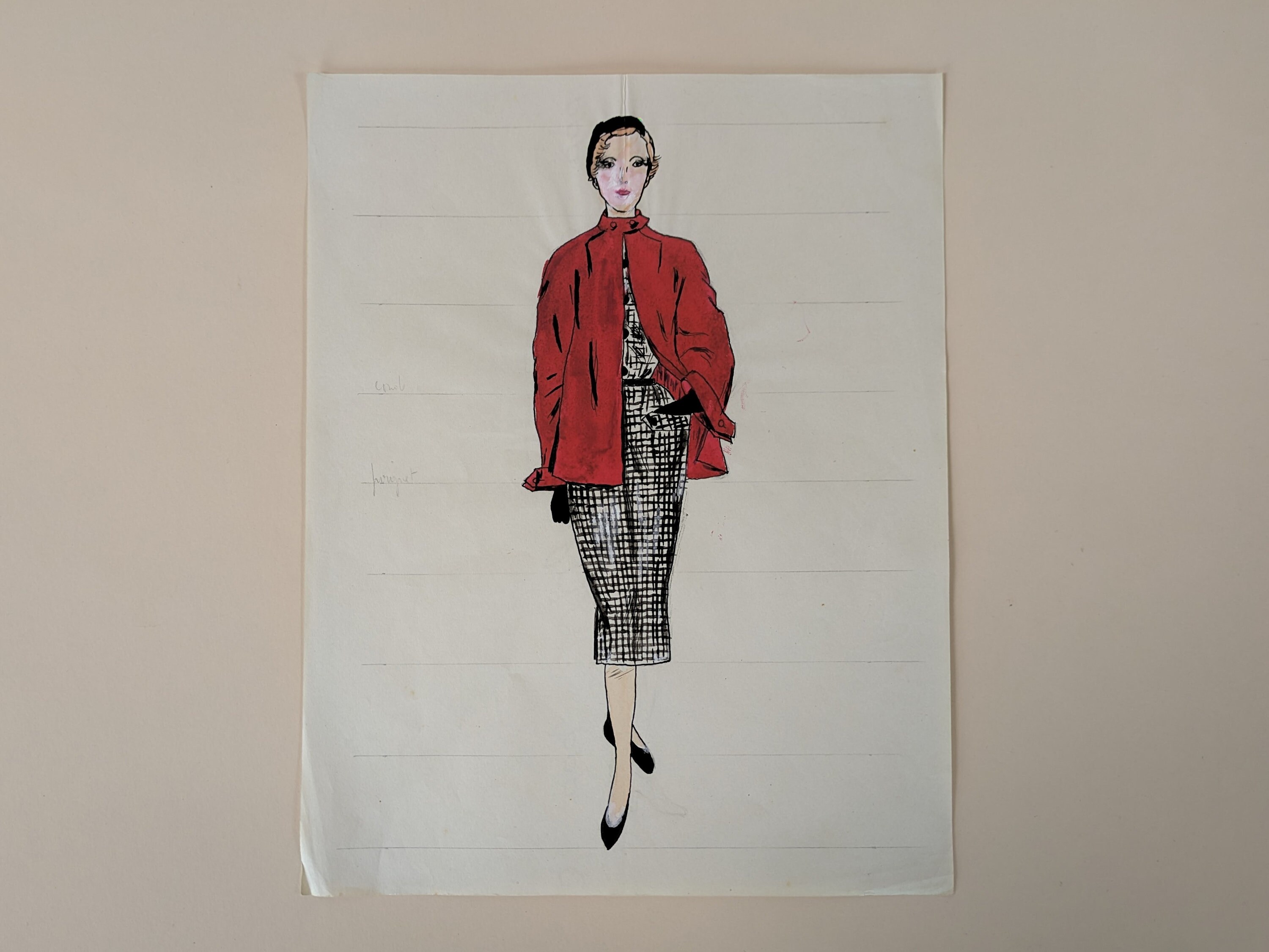 Vintage French Fashion Sketches, 1950s Paris Mode Drawings, Original ...