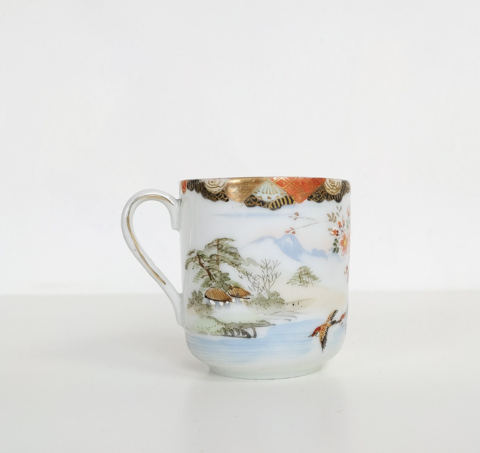 Antique Japanese Kutani Fine Porcelain Birds and Foliage Milk Creamer ...