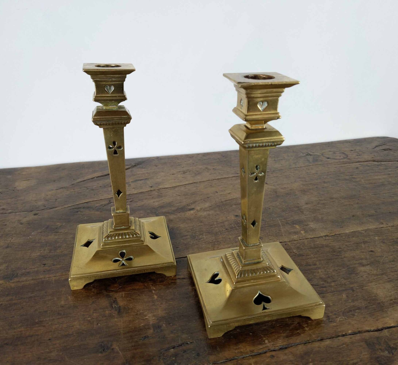 Pair Of Bronze Candlesticks Original French Deck Of Cards | Etsy