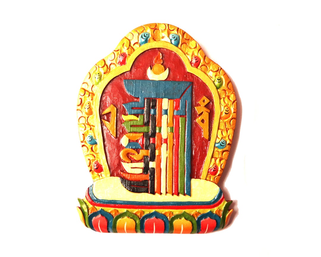 Kalachakra Wood Carving Wall Hanging, Tibetan Buddhist Symbol ...