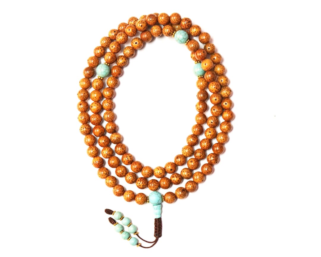 High Quality, Brown Lotus Seed Mala, 8 MM, 108 Beads + 3 Spacers ...