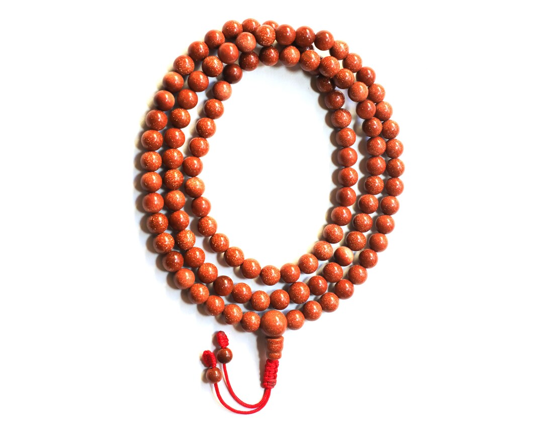 Sun Stone Mala , Buddhist Mala, Tibetan Mala, Meditation Mala, 108 Bead ...