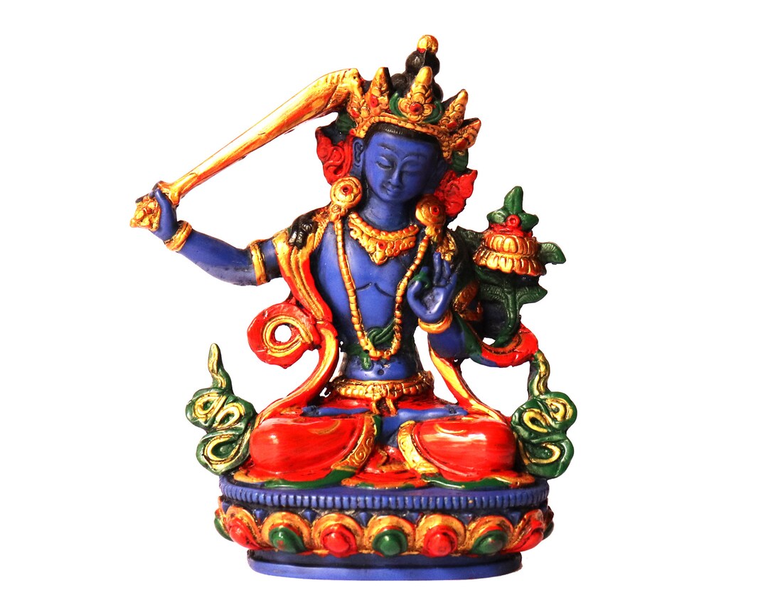 Hand Painted "manjushri" Buddha Statue , Symbol of "gentle Glory ...