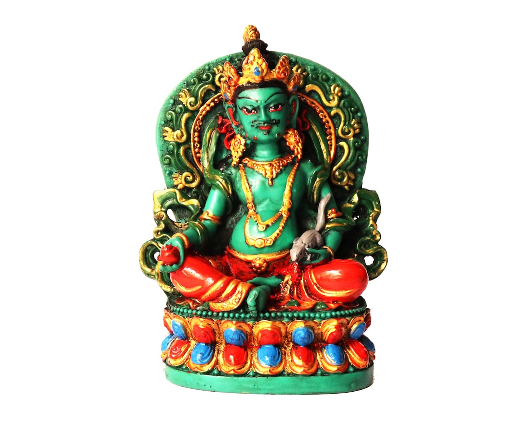 Handbemalte "ZAMBALA" buddhistische Statue,"DZAMABALA" tibetische ...